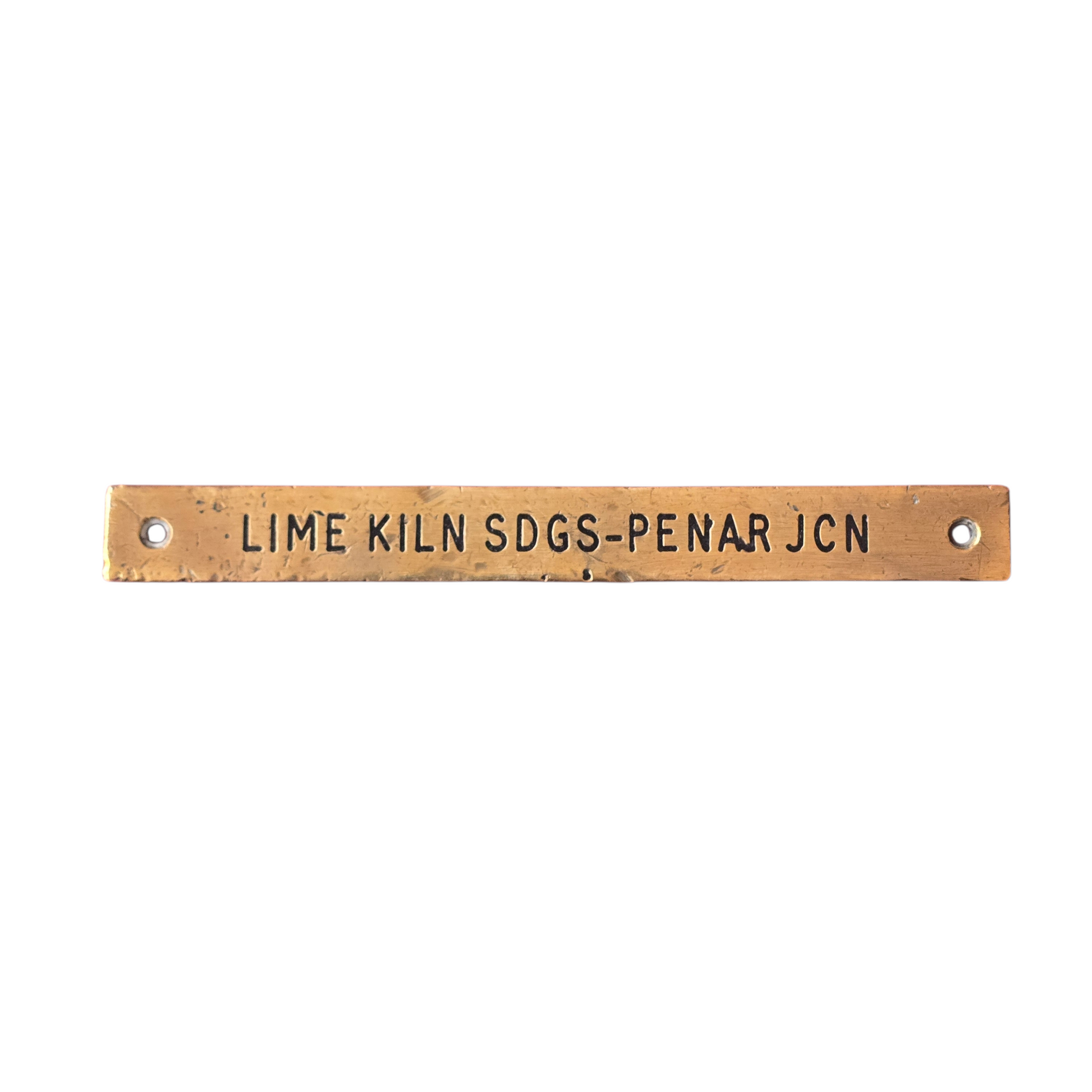 RA 8571 G.W.R. BRASS PLATE "LIME KILN SDGS-PENAR JCN" FROM TRAIN STAFF ...